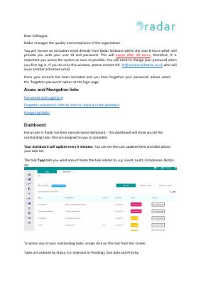 Solutions 4 Health - Radar User Guide