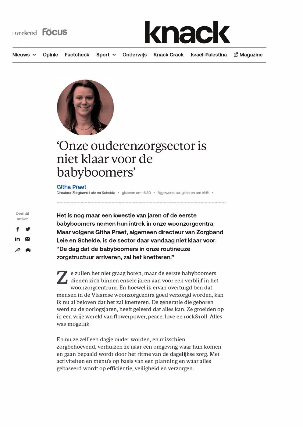 Babyboomers in onze routineuze zorg, het zal knetteren