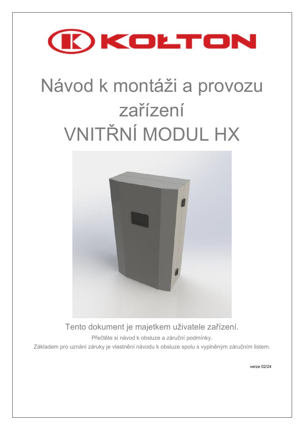 Návod k montáži a provozu zařízení Hydrobox Modul HX