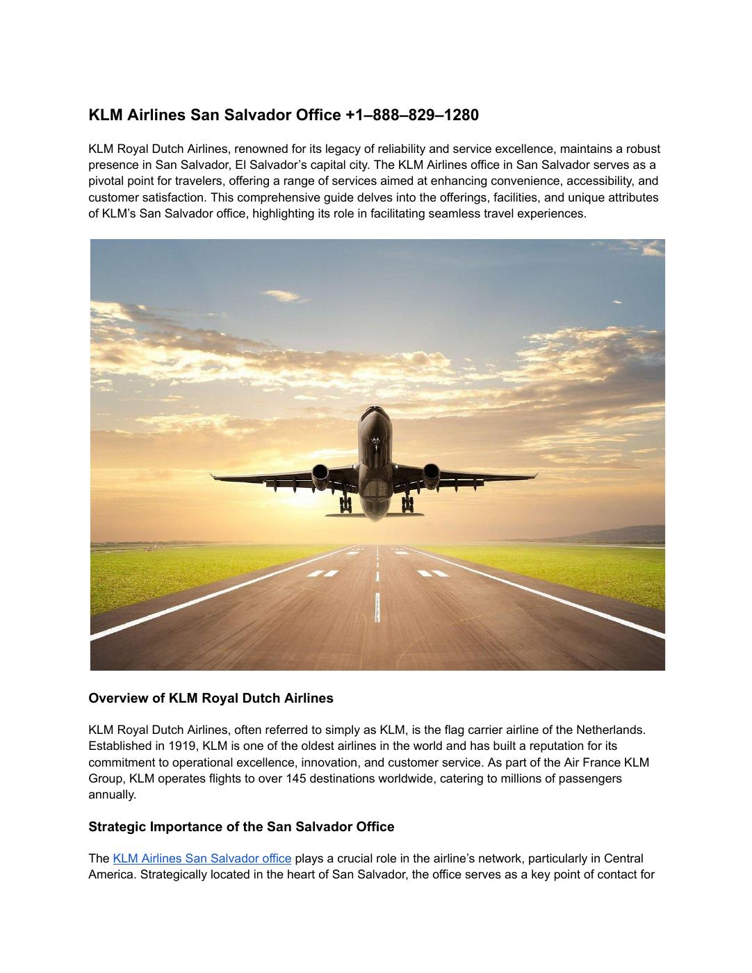 KLM Airlines San Salvador Office +1–888–829–1280 | PDF to Flipbook