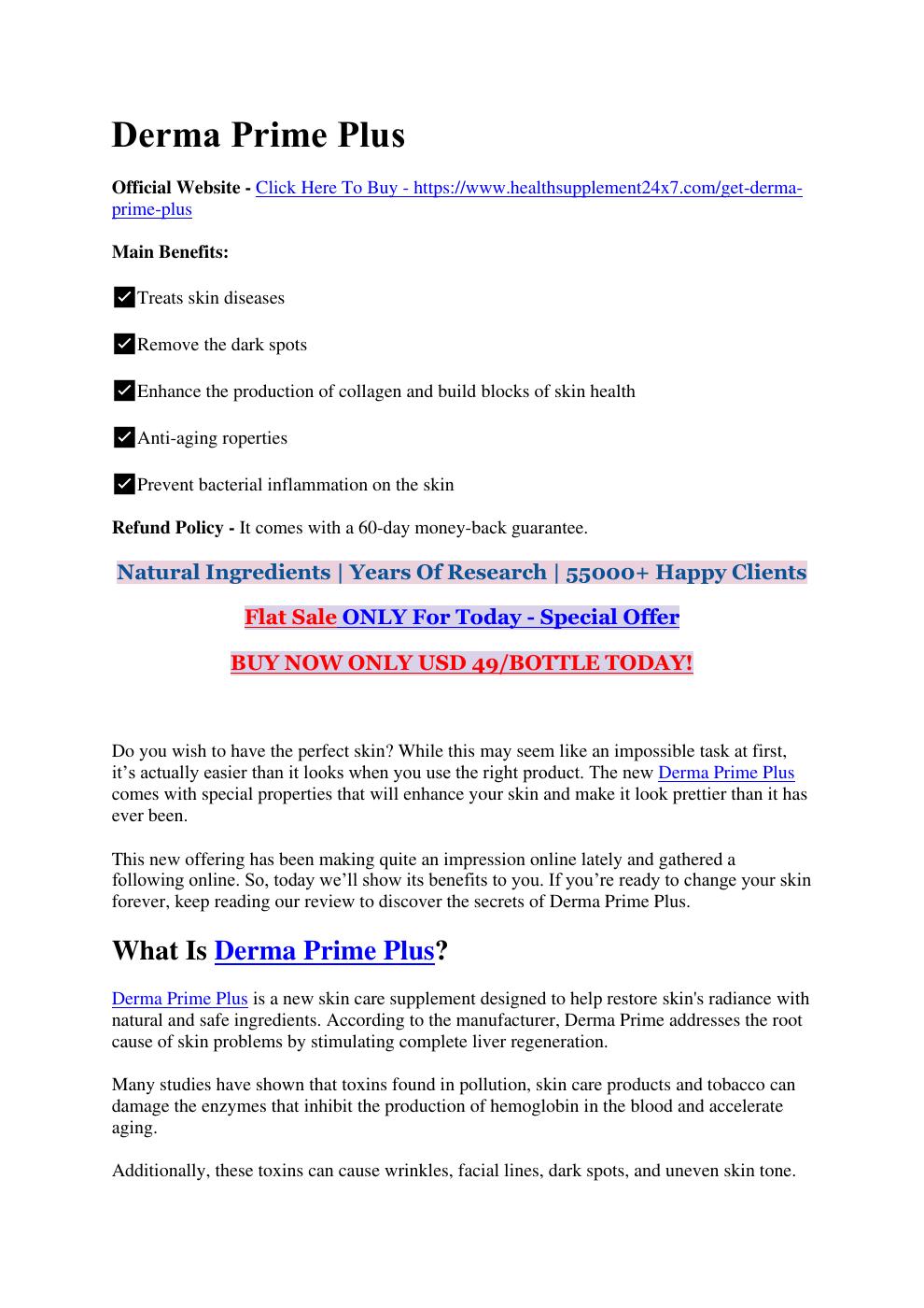 Derma Prime Plus [2024 NEW Offer!] Get Better Skin Appearance And ...