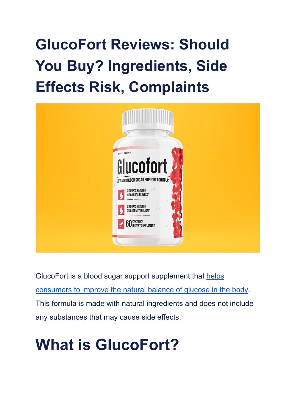 GlucoFort Reviews: Should You Buy? Ingredients, Side Effects Risk ...