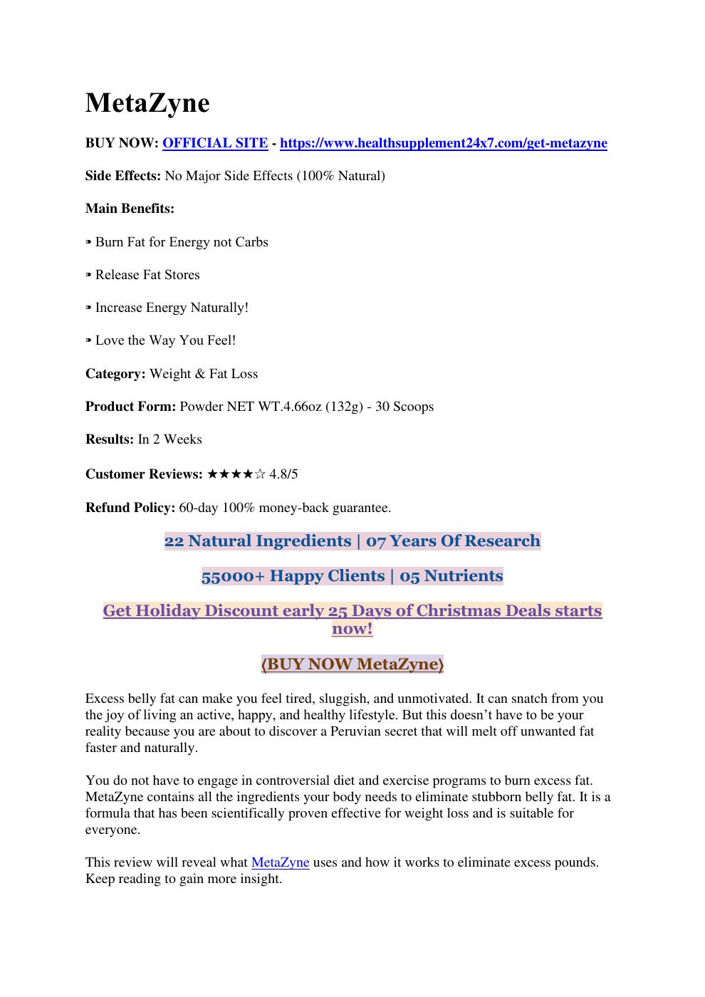 MetaZyne 【HAPPY HOLIDAYS SALE】 Increase Energy, Metabolism Naturally ...