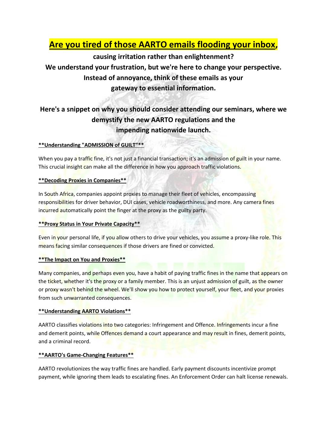 AARTO eMails explained