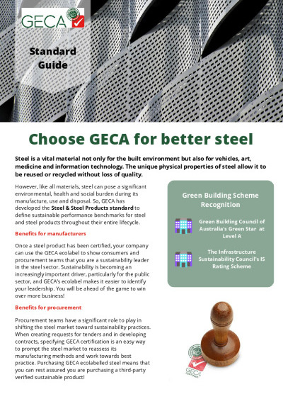 GECA Standard Guide to Steel