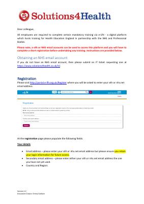 Solutions 4 Health - how to register for a e-LFH account