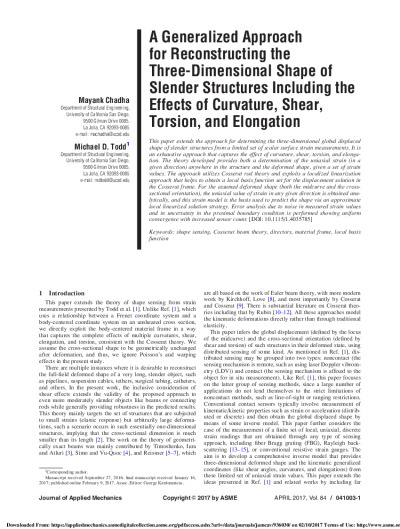 A generalized approach for reconstructing the three-dimensional shape of slender structures
