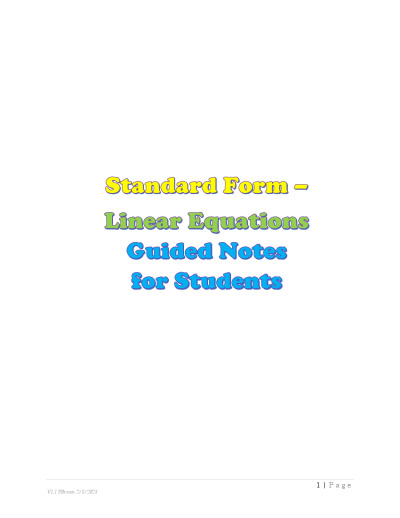 Standard Form Notes