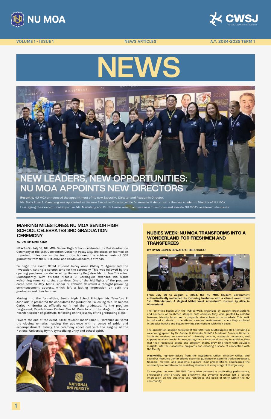 NU MOA Official Newspaper | Volume 1—Issue 1 | PDF to Flipbook