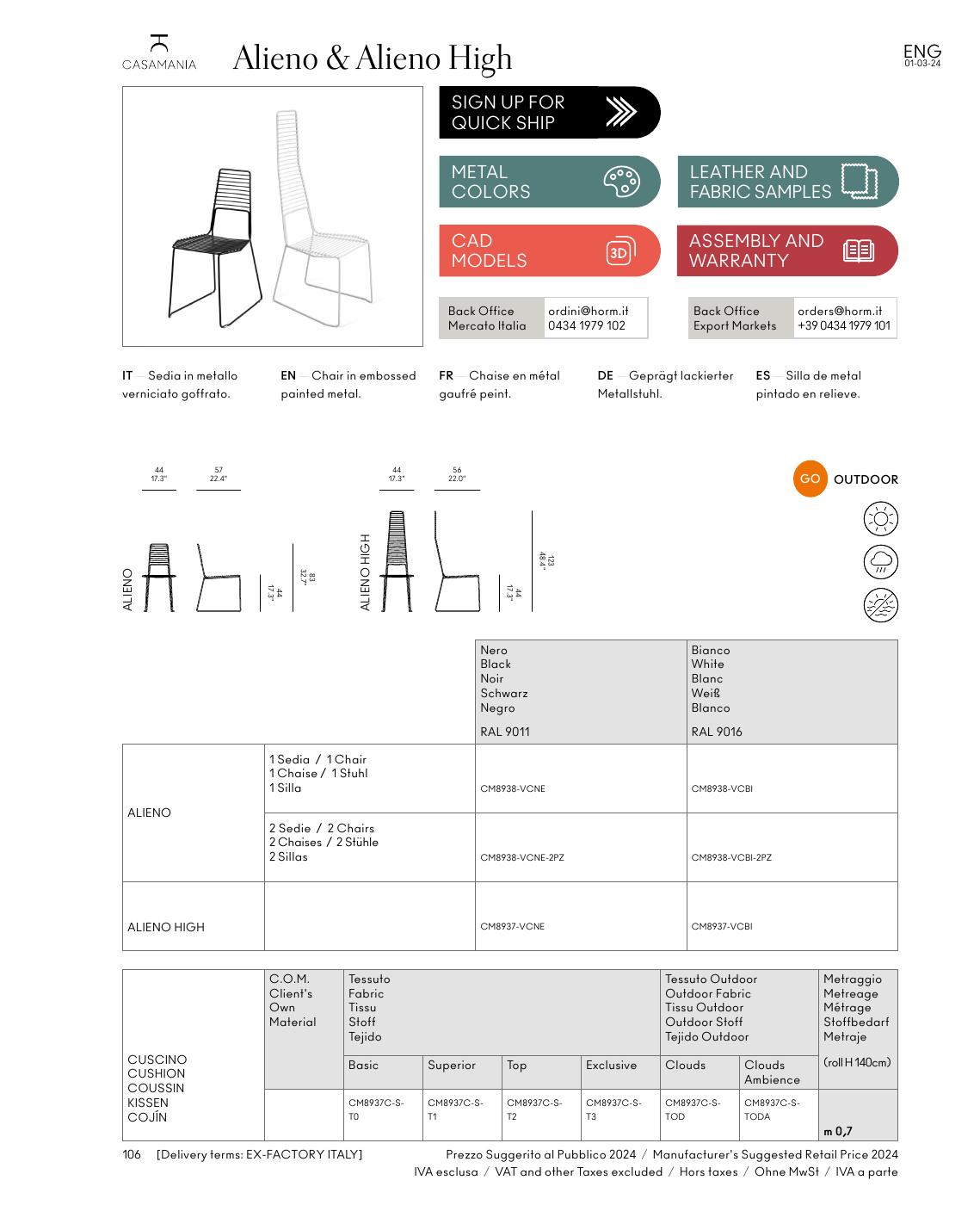 Alieno High-Tech Sheet ENG