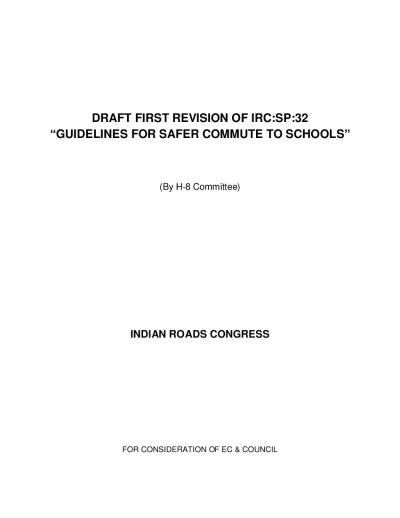 IRC:SP:32 Guidelines for Safer Commute Schools