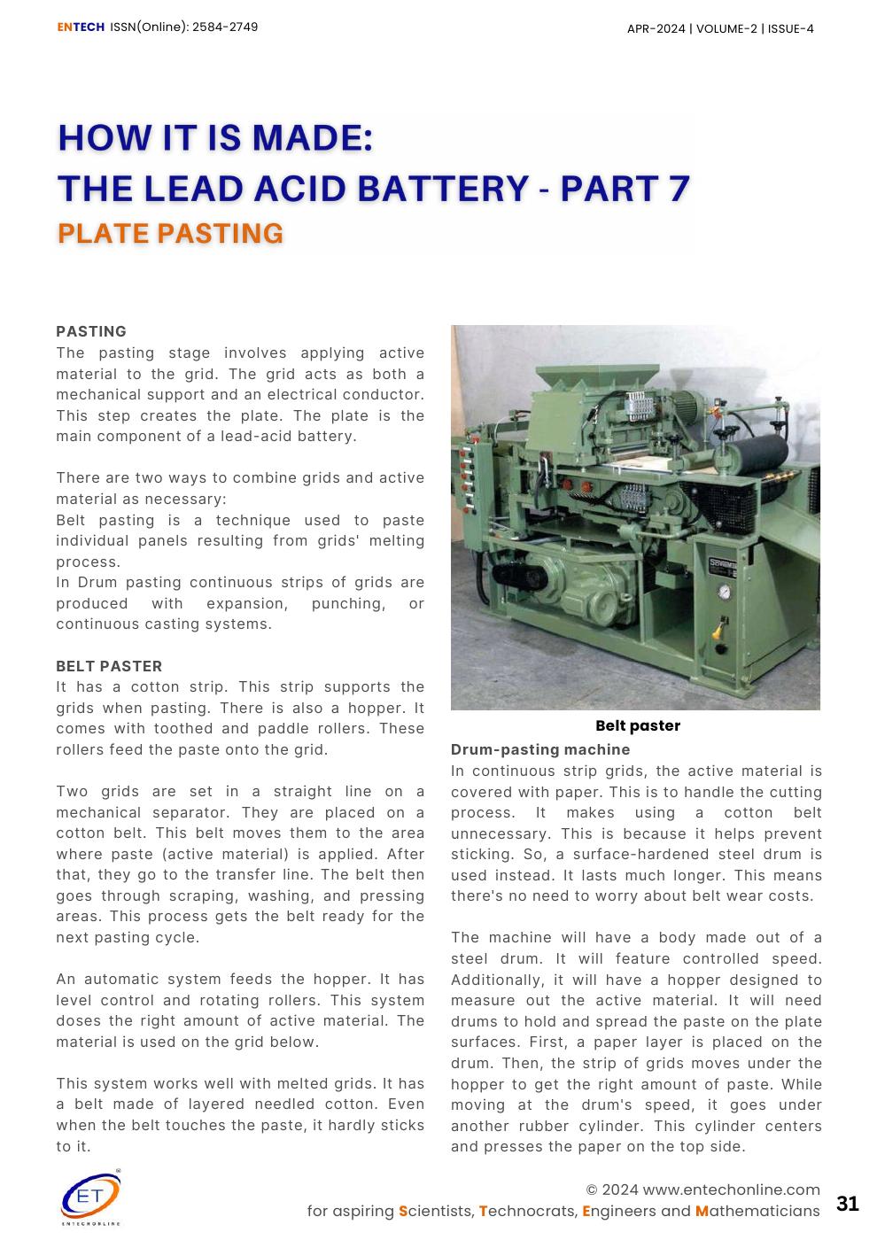 How it is Made the lead acid battery Part 7 Plate Pasting