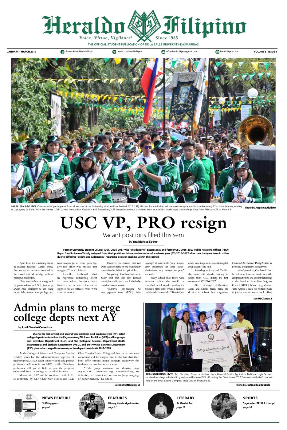 Heraldo Filipino Volume 31 Issue 3 Broadsheet