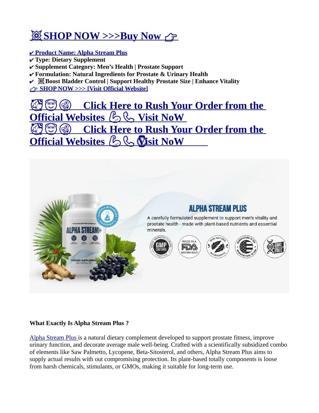 Alpha Stream Plus (Consumer Report Analysis) Is It Safe And Effective For Healthy Prostate ...