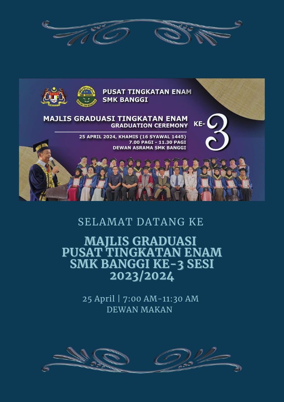 BUKU ATURCARA MAJLIS GRADUASI PUSTEM SMK BANGGI KE-3 SESI 2023/2024 ...