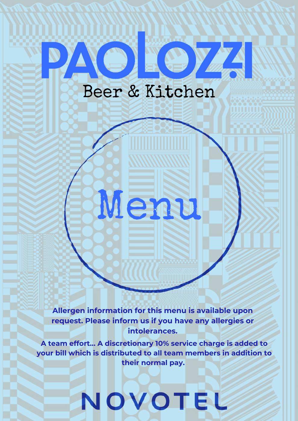 Paolozzi Beer & Kitchen Menu | PDF to Flipbook