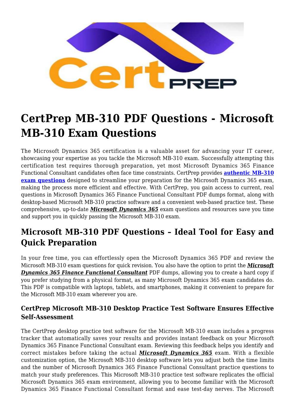 Microsoft MB-310 Exam Questions [2025] - Secret To Pass In First ...