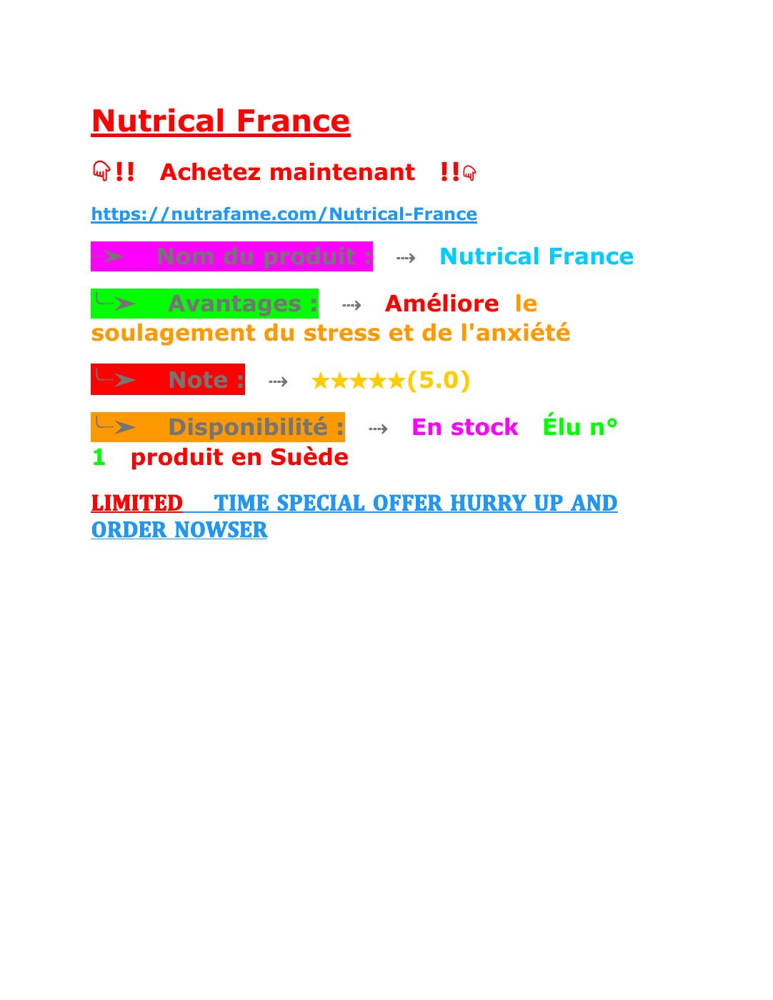 Nutrical France Advanced Formula Scientifically Designed to Support ...
