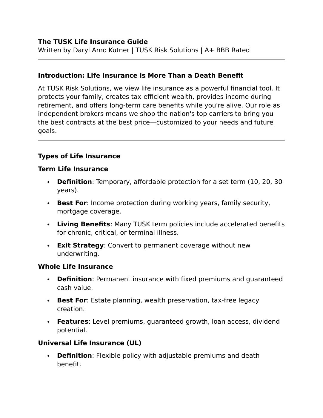TUSK Life Insurance Guide E Book | PDF to Flipbook