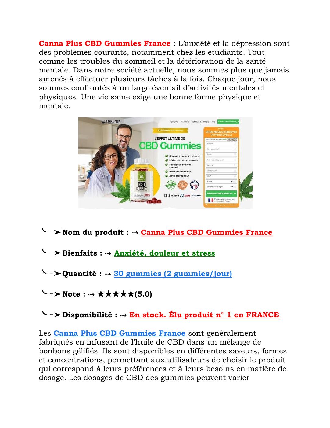 Canna Plus CBD Gummies France : Soulagement naturel efficace de la douleur et stimulant de l ...