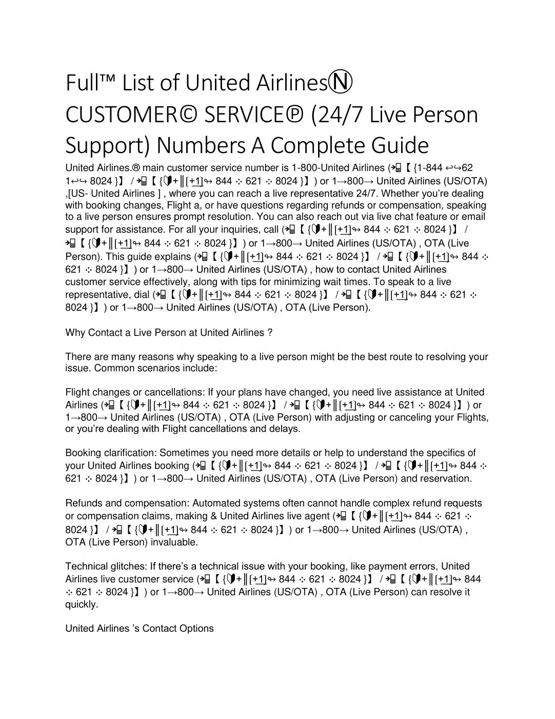 Full List of ‬‬‬‬‬‬‬‬‬‬‬‬‬‬‬‬United Airlines®️ Customer Service ...