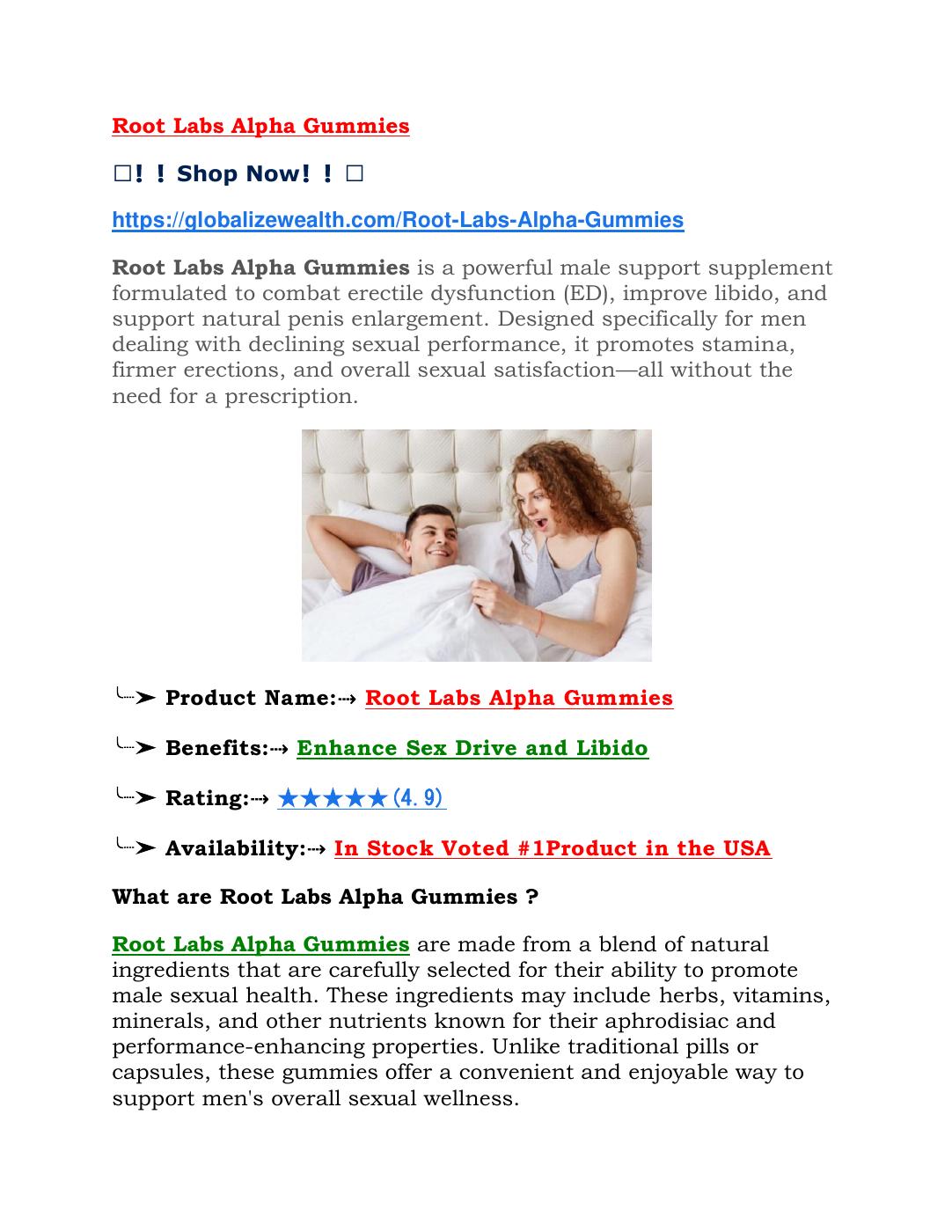 Root Labs Alpha Gummies Get Long Lasting Performance in Bed | PDF to Flipbook