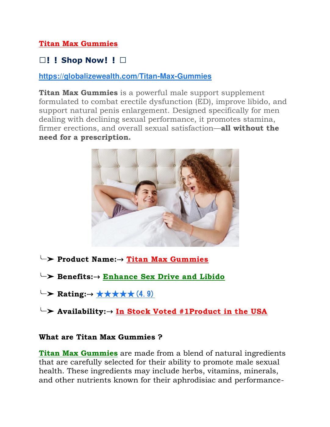 Titan Max Gummies - Reviews, Benefits, Ingredients, Price & Where to ...