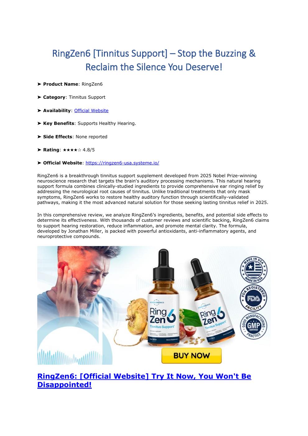 RingZen6 [Tinnitus Support] 'My Buzzing Ears Went Silent in 7 Days ...