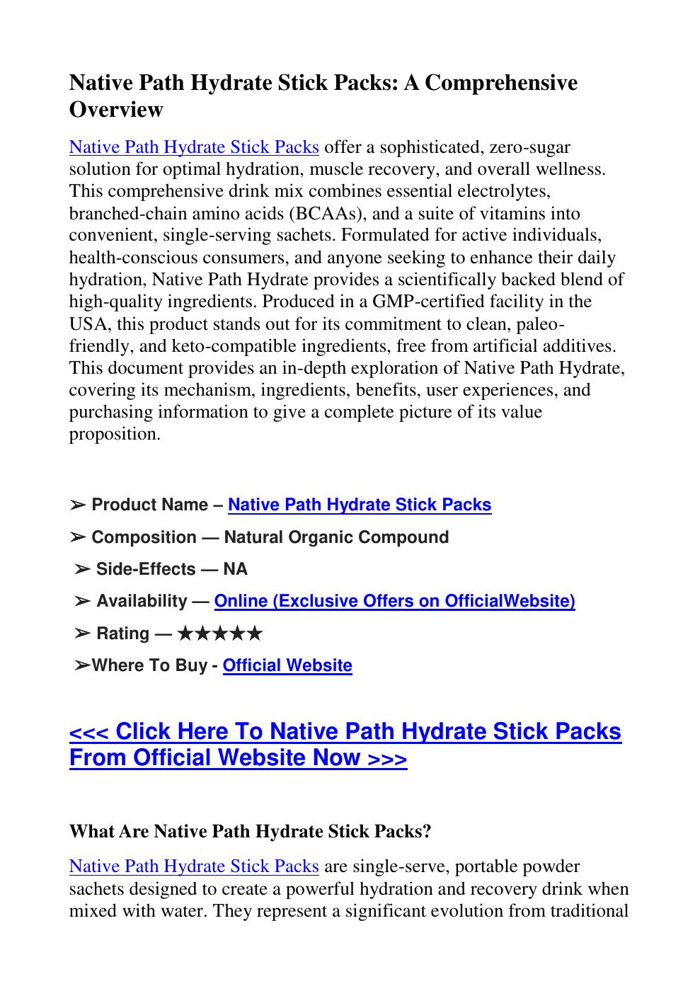 Native Path Hydrate Stick Packs | PDF to Flipbook