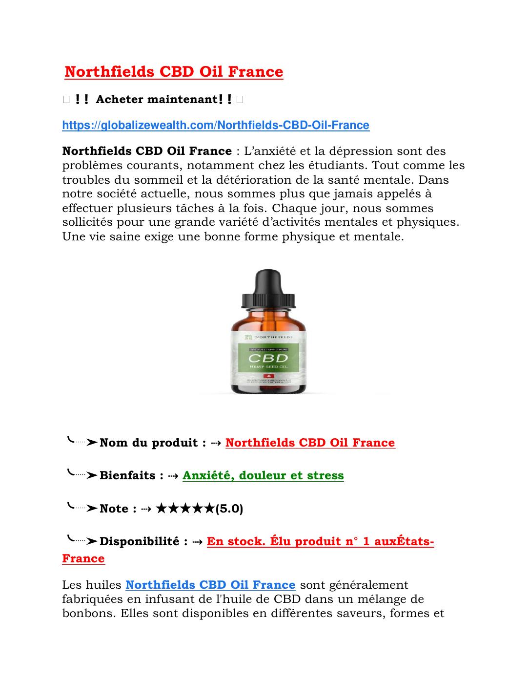 Northfields CBD Oil France Soulage la douleur chronique, réduit l ...