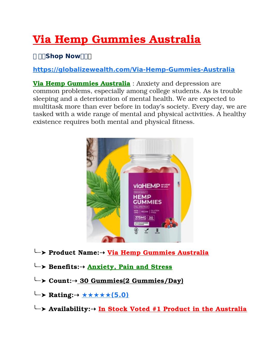 Via Hemp Gummies Australia Reviews (THC Free) - 100% Legit Most ...