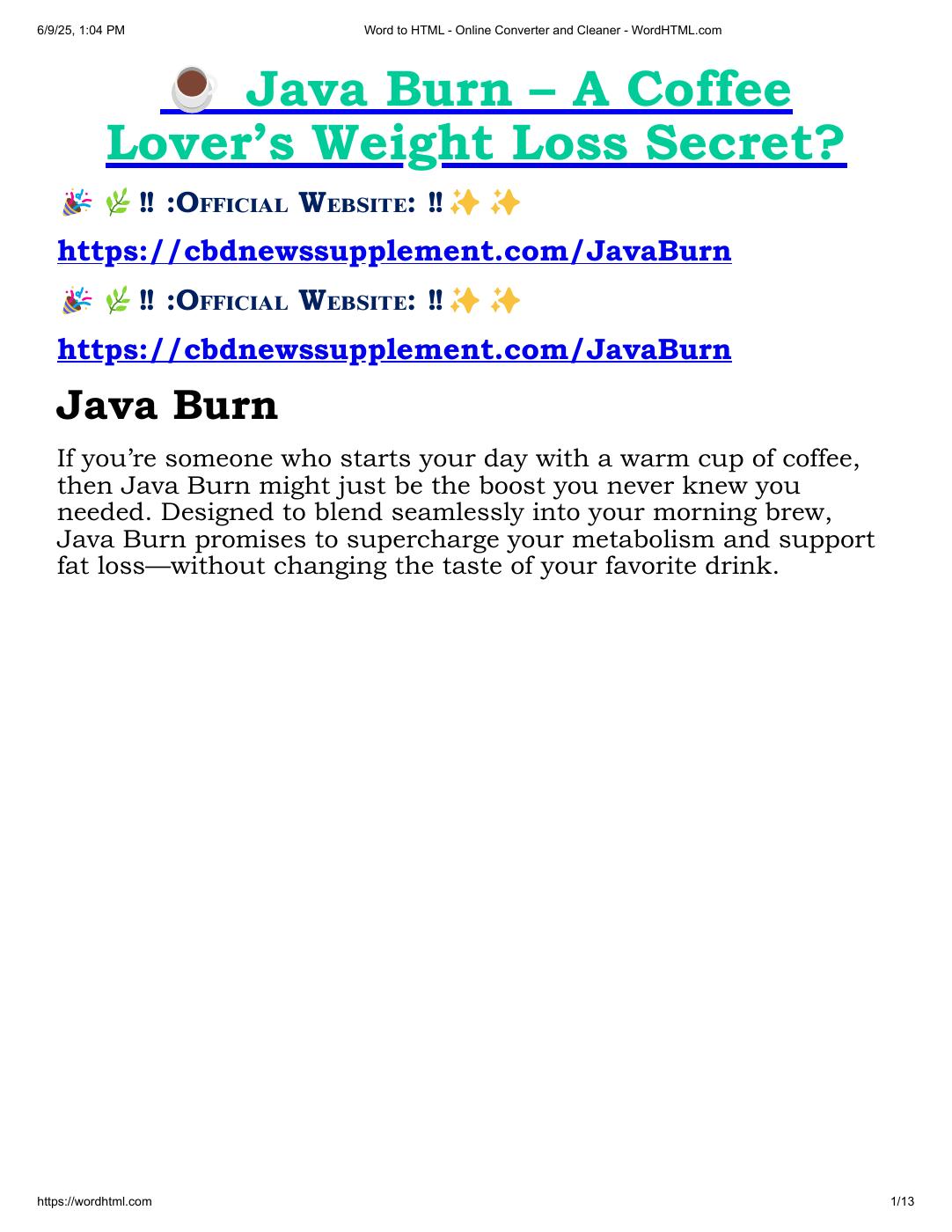 Java Burn - How to Lose Weight Quickly and Effectively? | PDF to Flipbook