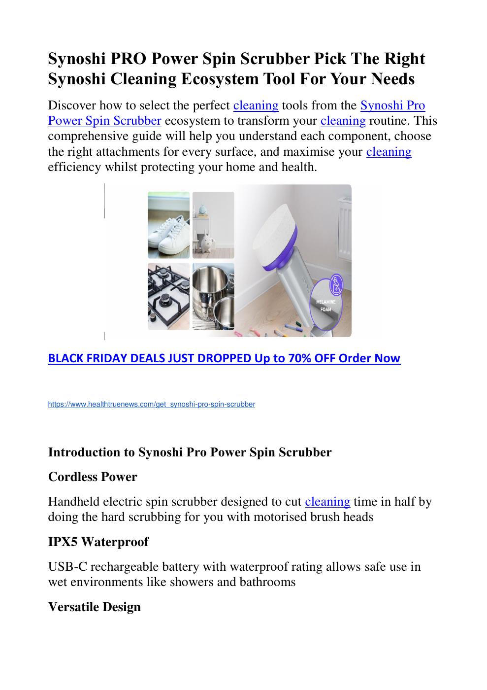 Synoshi PRO Power Spin Scrubber various surfaces and cleaning ...