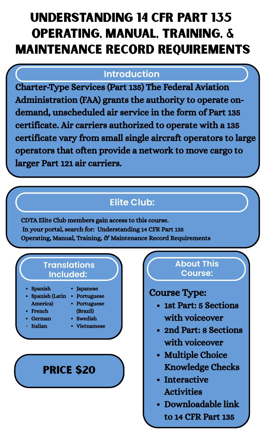 Understanding 14 CFR Part 135 Operating, manual, training, and ...