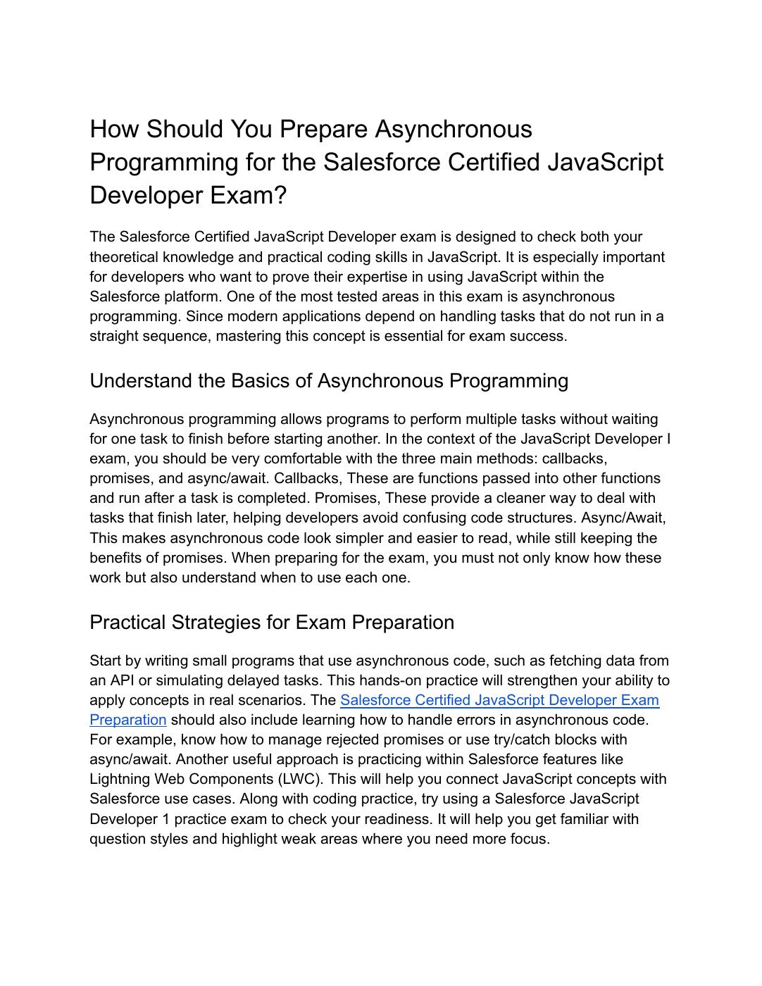How Should You Prepare Asynchronous Programming for the Salesforce Certified JavaScript ...