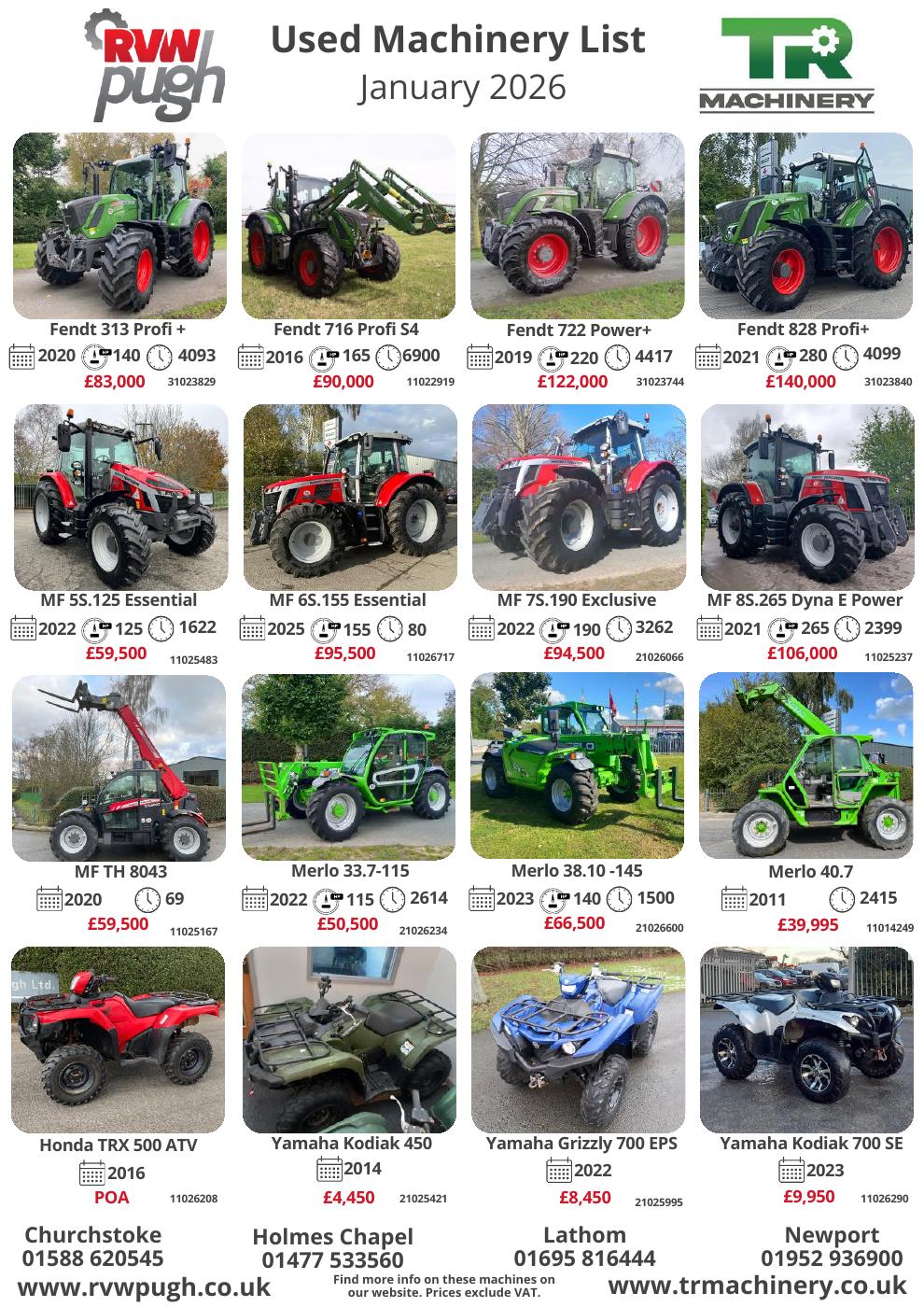 Used Machinery List TR Jan 2026