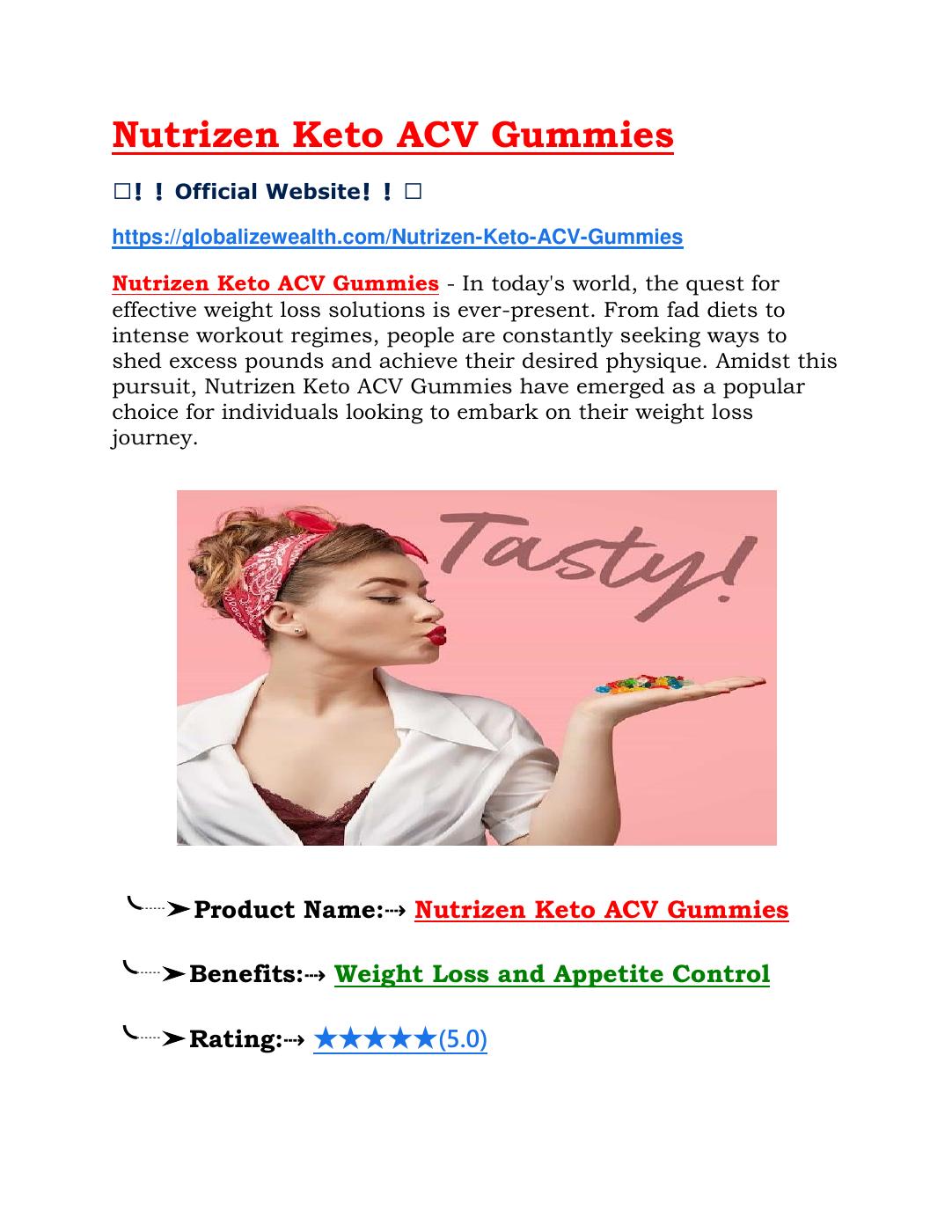 Nutrizen Keto ACV Gummies Ultimate Weight loss Secret Must Read | PDF ...