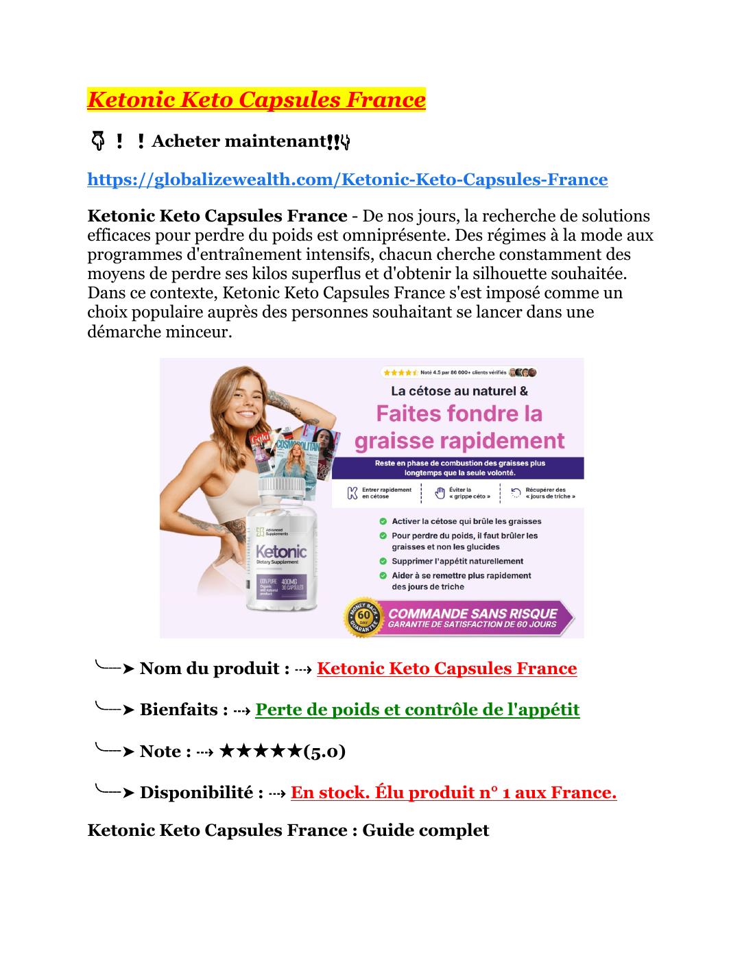 Ketonic Keto Capsules France :Formule tendance pour le fitness ! | PDF ...