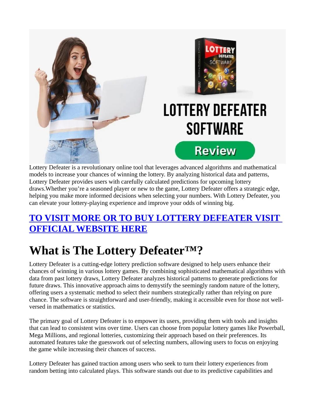 Lottery Defeated AI-Powered Lottery Tool- Review Of Kenneth Leffer's ...