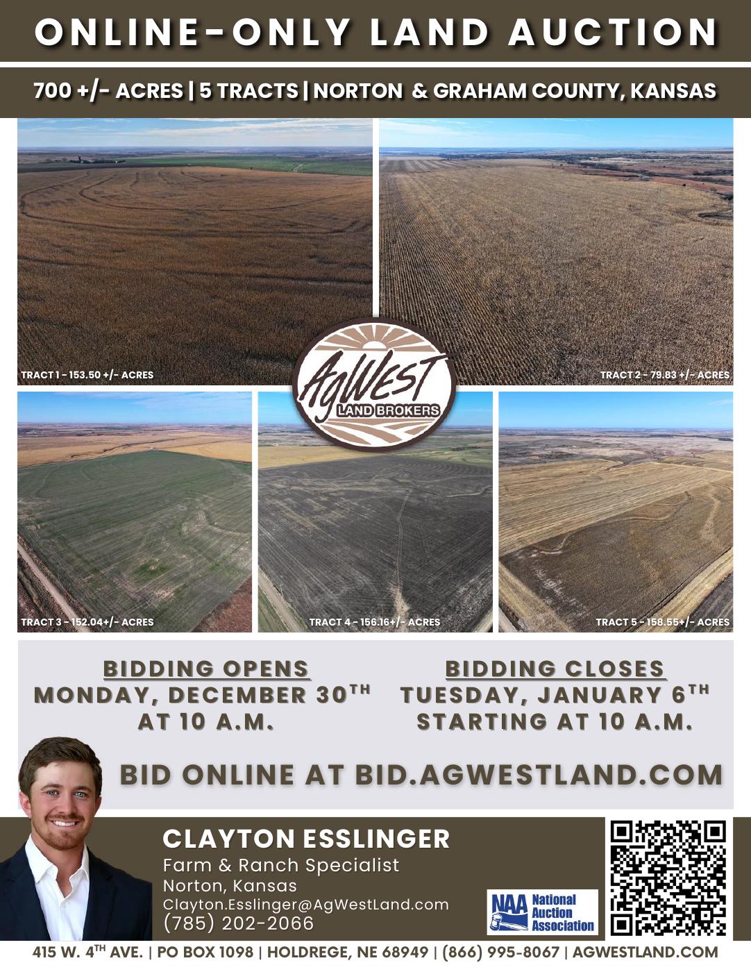 Online Land Auction for 700+/- Acres in Norton and Graham County, KS