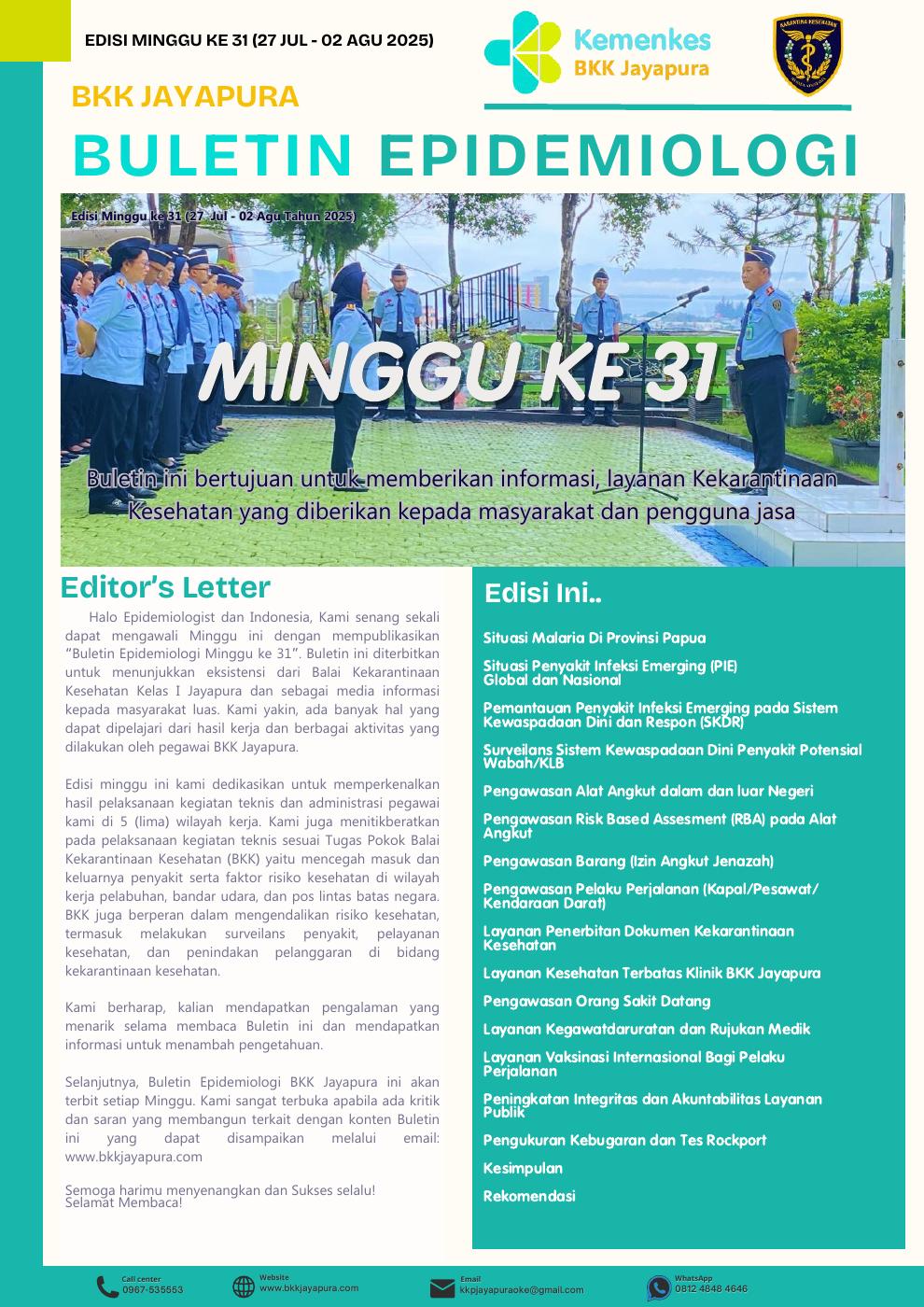 Buletin Epidemiologi Minggu Ke 31 BKK Jayapura | PDF to Flipbook