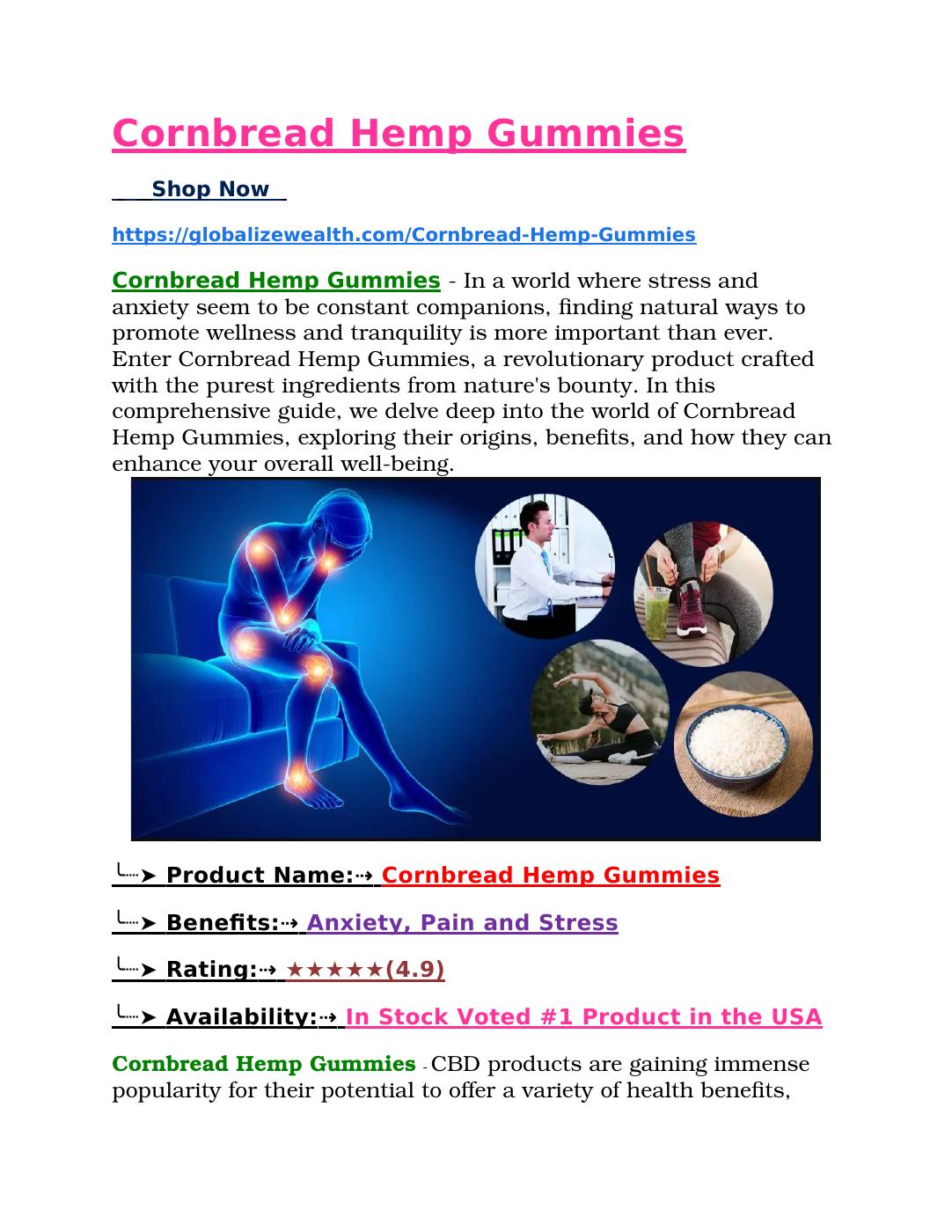 Cornbread Hemp Gummies Reviews: Uses, Work, Best Results {Buy Now ...