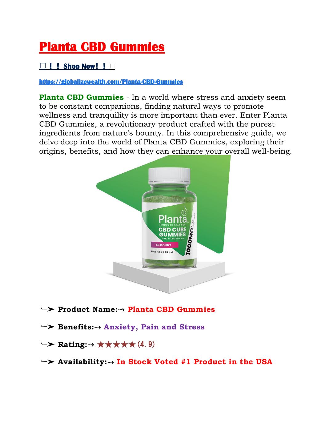 Planta CBD Gummies Reviews Review Best Result, Ingredients, Benefits ...