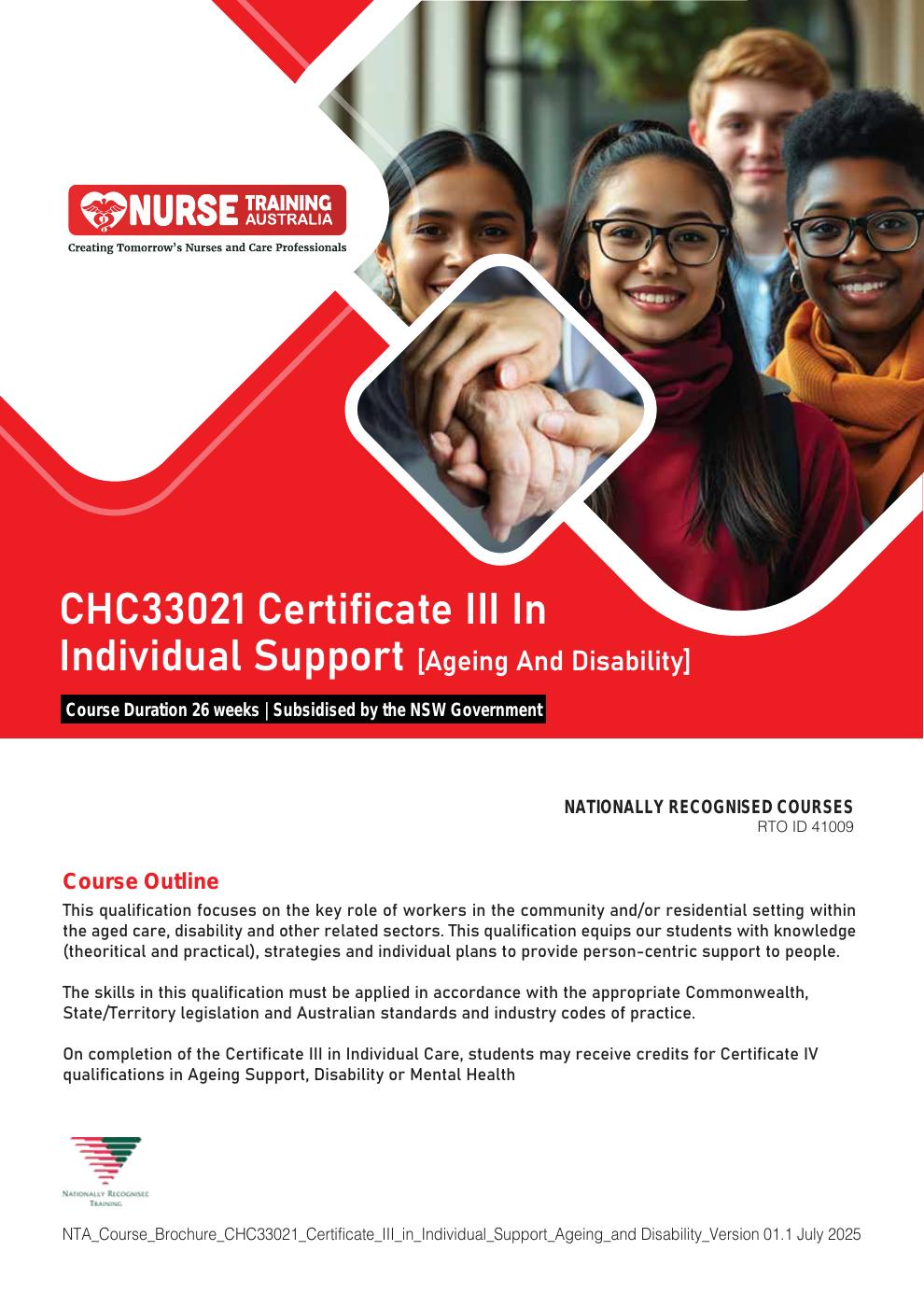 CHC33021 Certificate III in Individual Support - (Ageing & Disability)