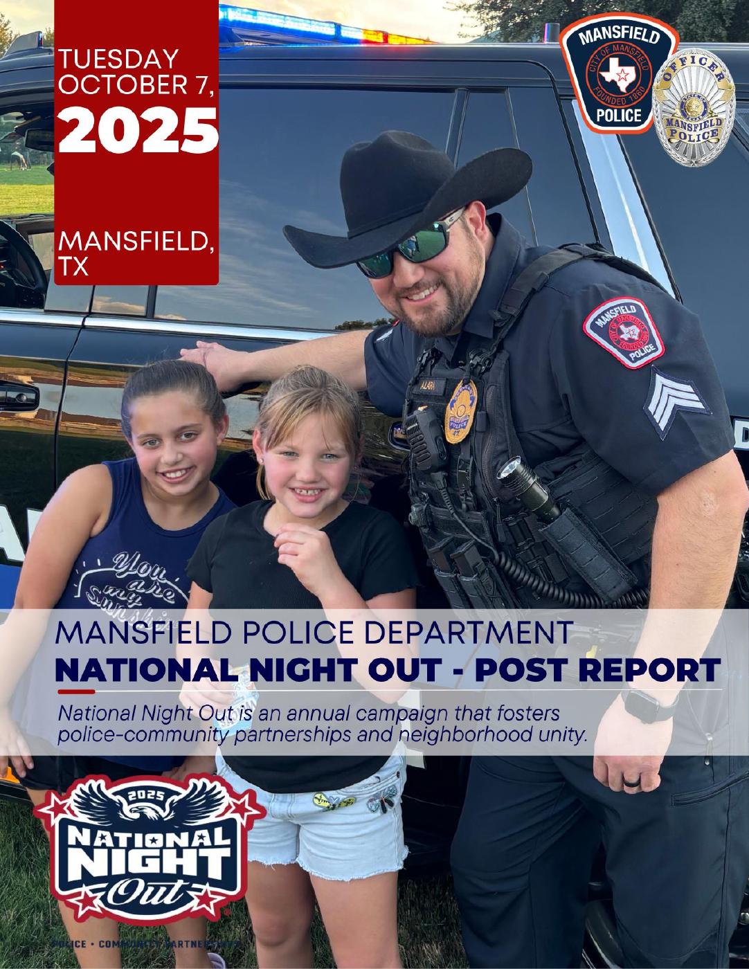 Mansfield PD National Night Out Post Report 2025