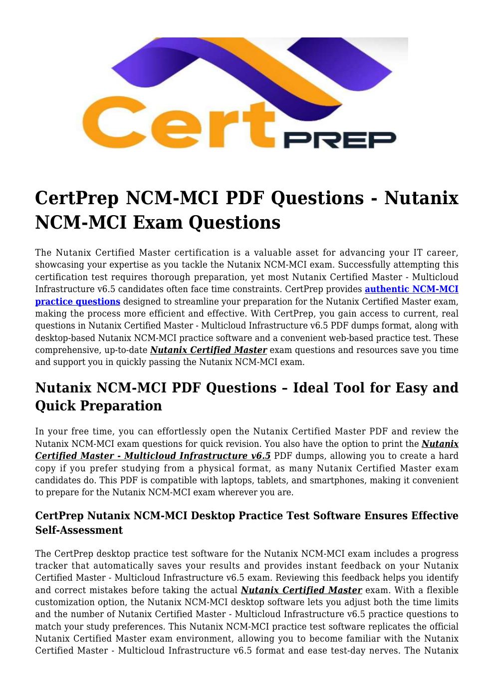 (Skillfully) NCM-MCI Questions With Present Nutanix NCM-MCI Exam Dumps ...