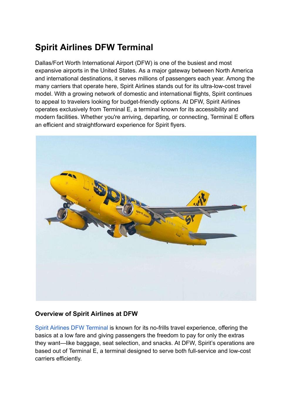 Spirit Airlines DFW Terminal | PDF to Flipbook