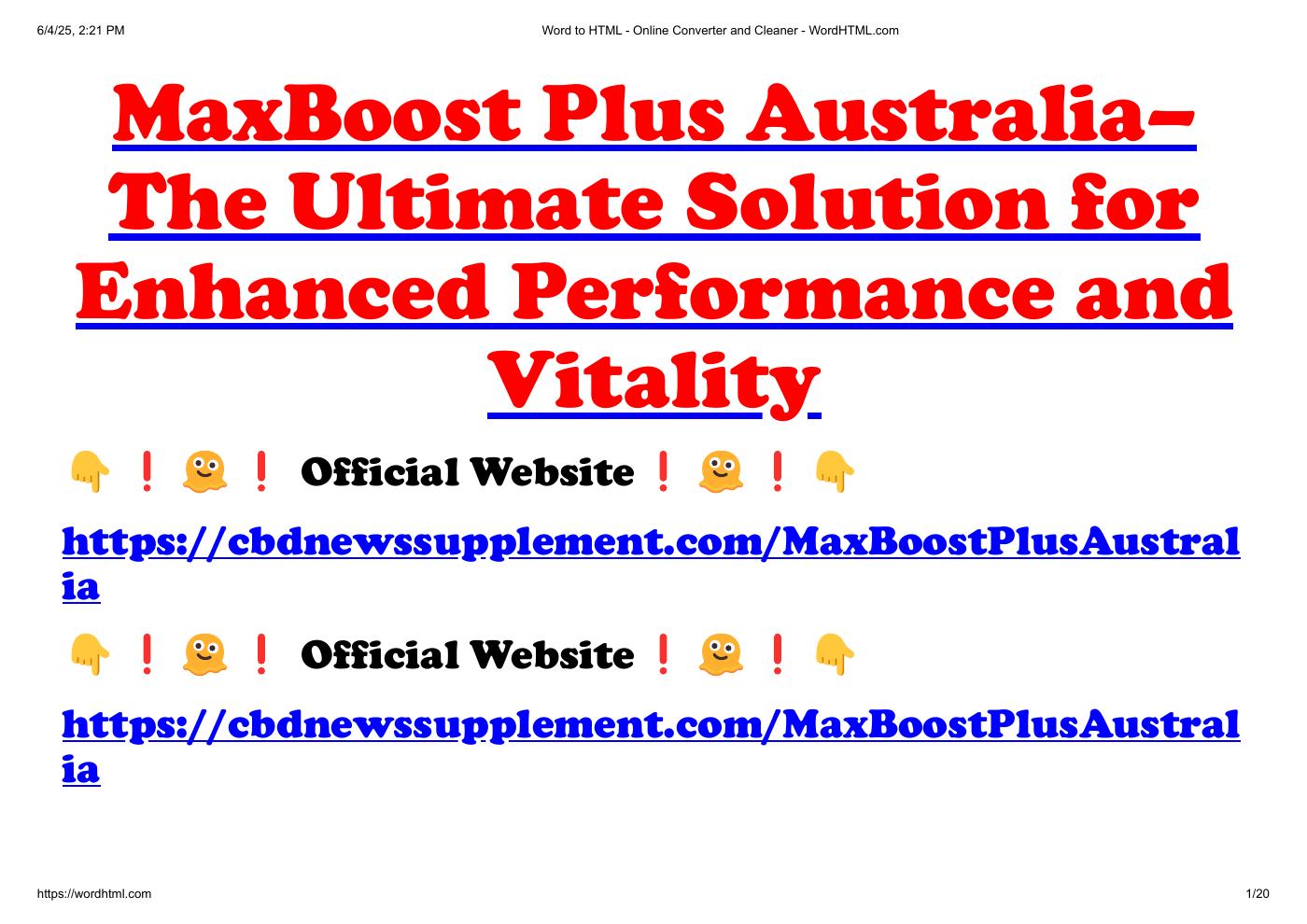 MaxBoost Plus Australia: A Natural Path to Wellness | PDF to Flipbook