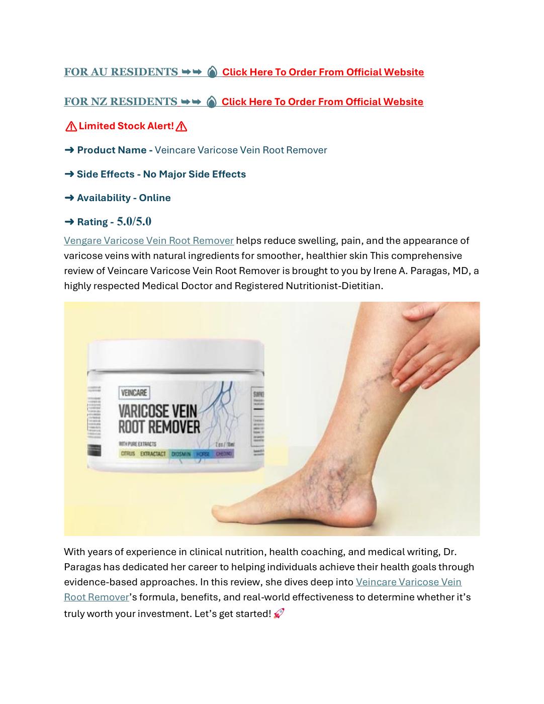 Veincare Varicose Vein Root Remover AU & NZ Reviews, Complaints In 2025 | PDF to Flipbook