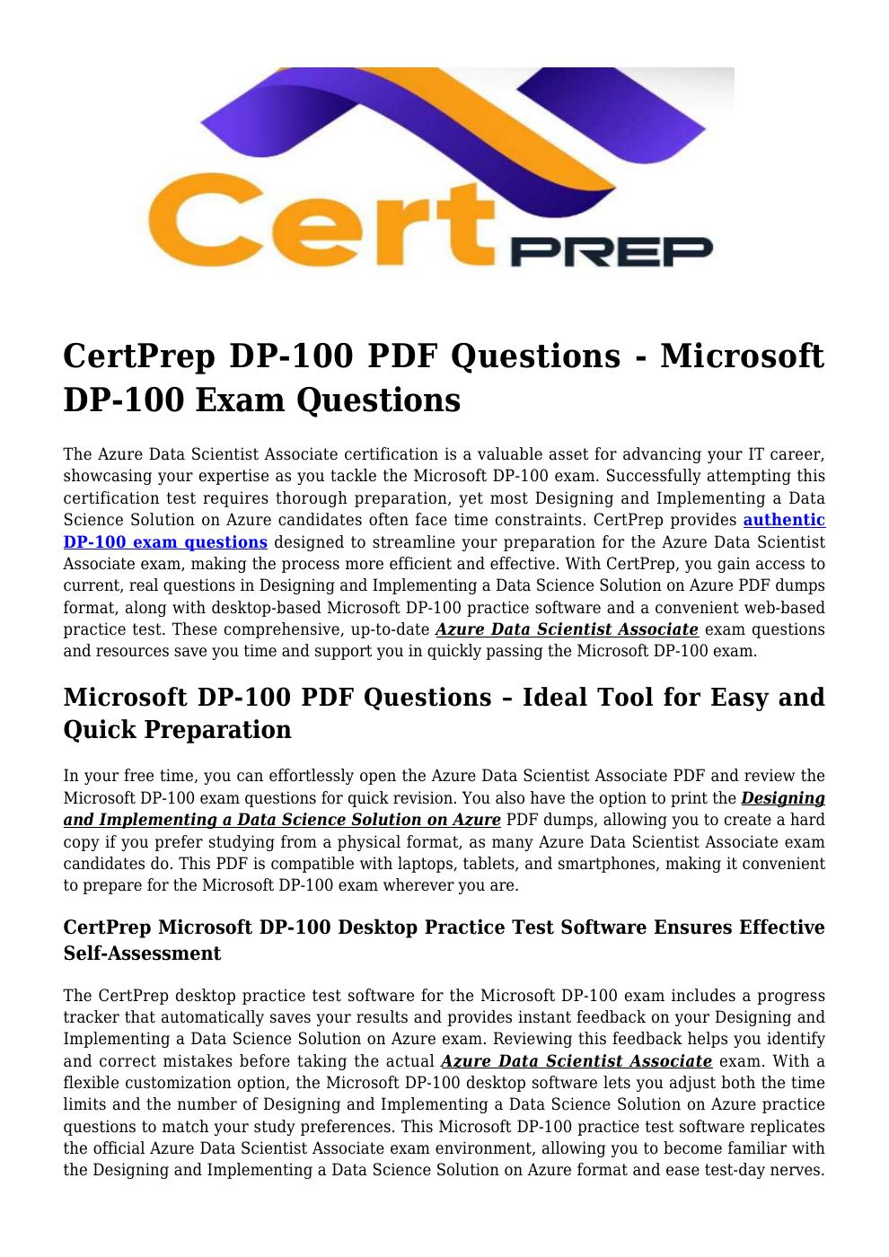 Microsoft DP-100 Exam Questions [2025] - How To Prepare | PDF to Flipbook